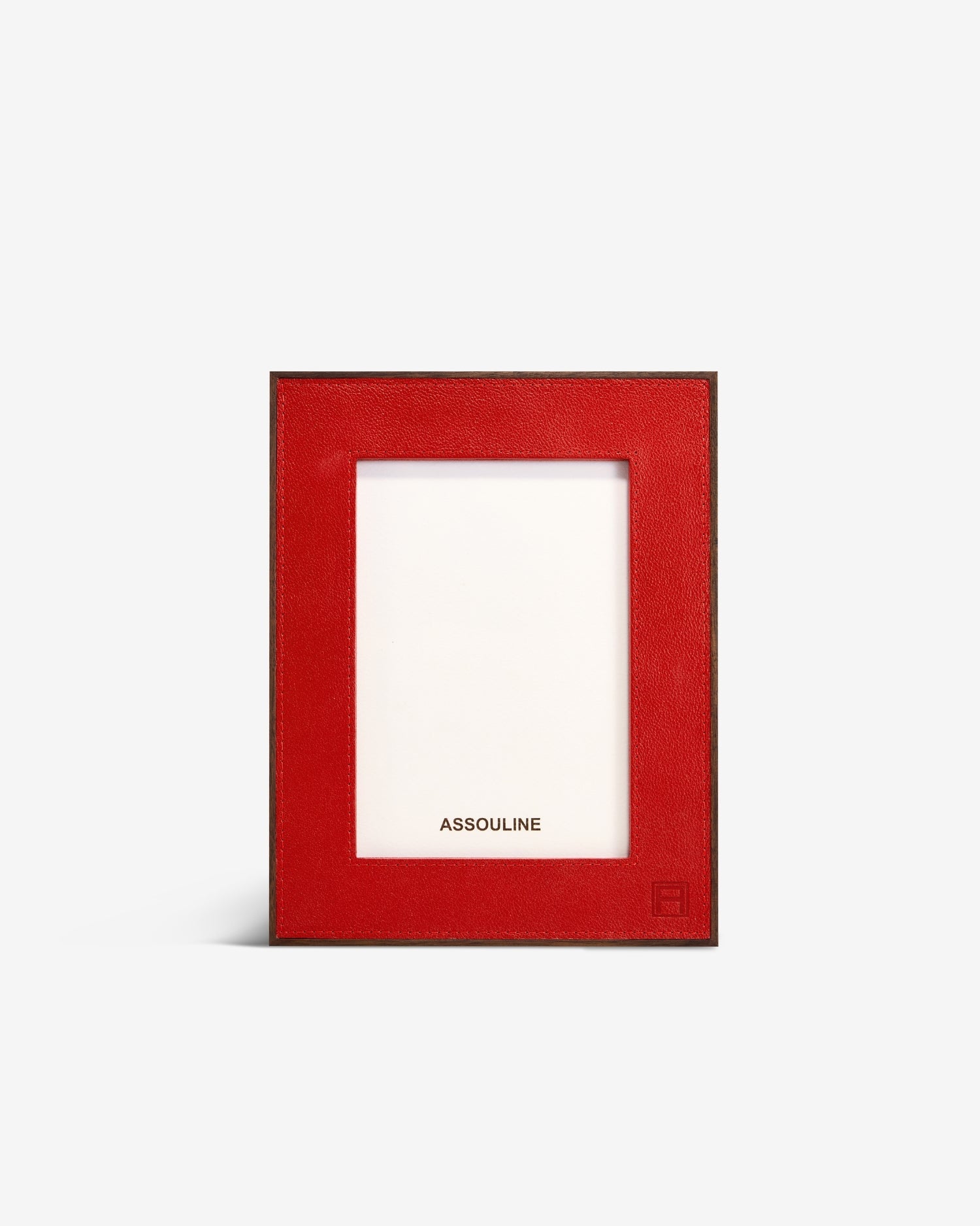 Red Picture Frame in Leather & Walnut | ASSOULINE AU